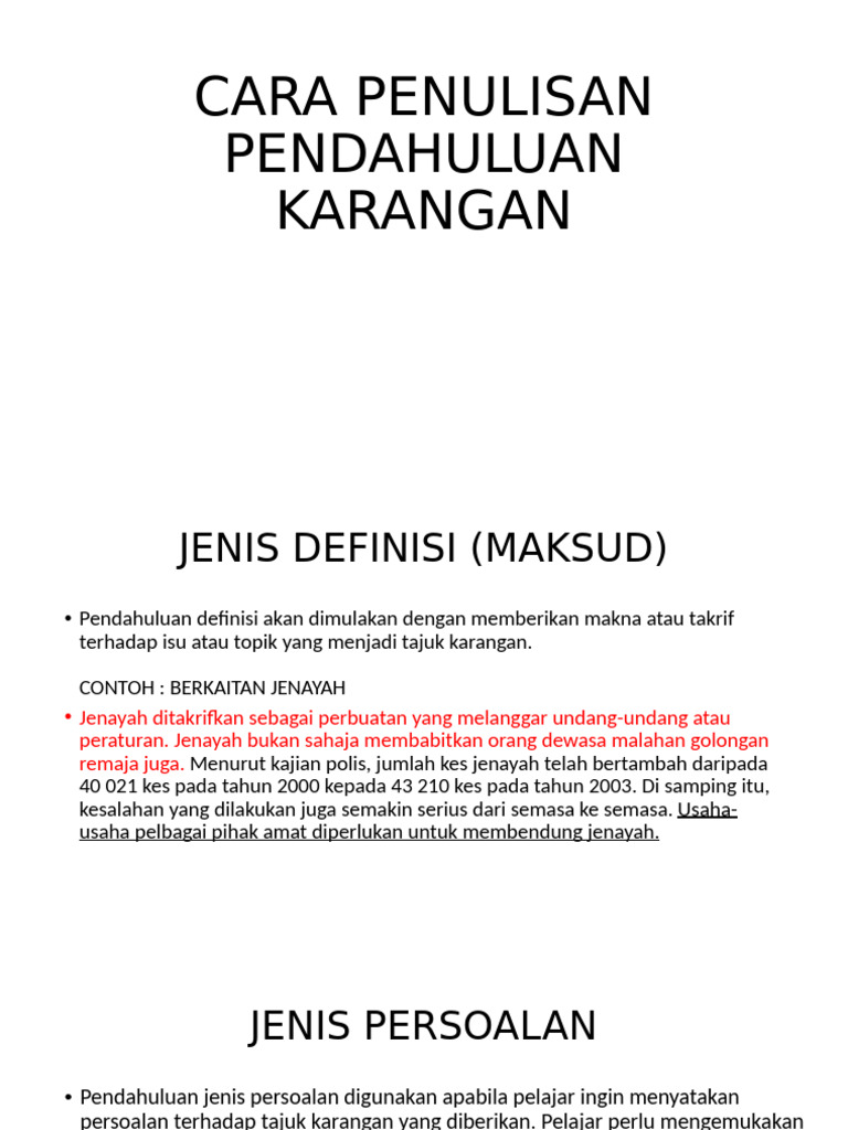 Cara Penulisan Pendahuluan Karangan | PDF