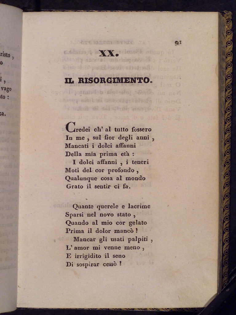 L'infinito, Opere Di Giacomo Leopardi, Napoli, Starita, 1835 | PDF