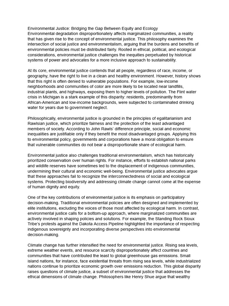 Environmental Justice - Bridging The Gap Between Equity and Ecology ...