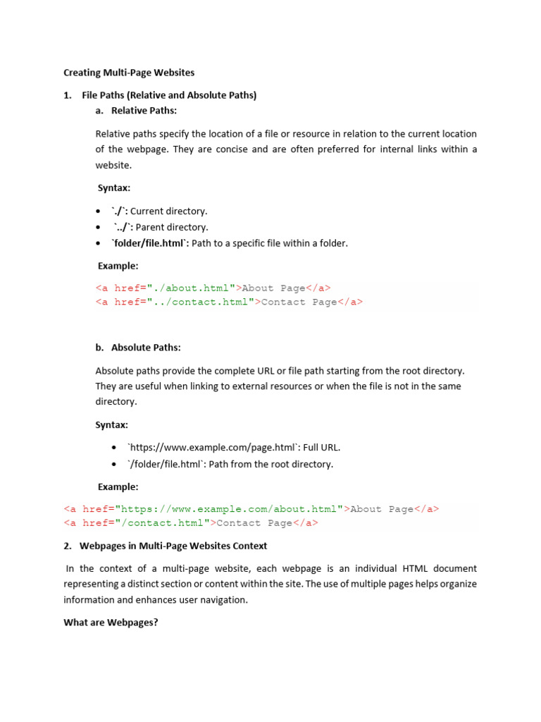 Multi-Page Websites | PDF | Web Page | Html Element