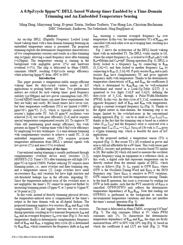 A 0.9pJ Cycle 8ppm C DFLL-Based Wakeup Timer Enabled by A Time-Domain ...