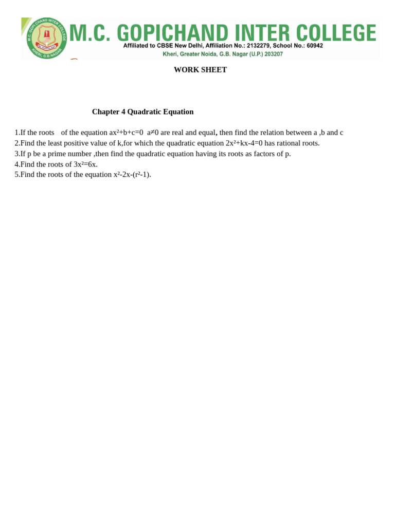 Maths Worksheet | PDF