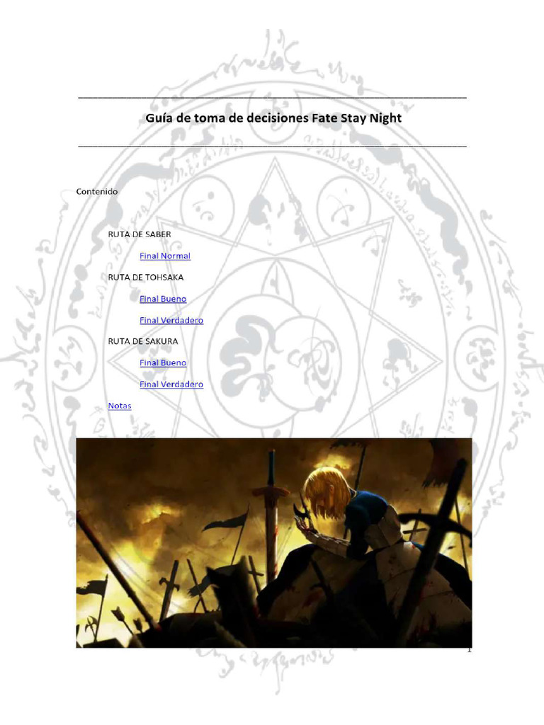 Guía de Rutas de Fate Stay Night | PDF