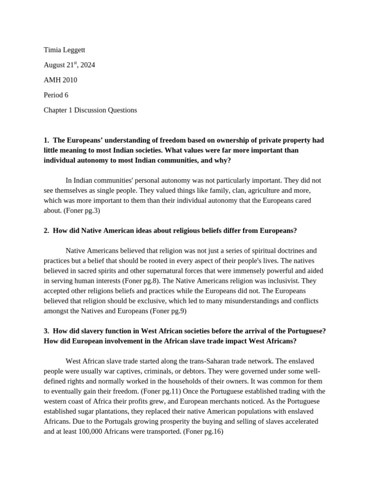 Early American History Insights | PDF | European Colonization Of The ...