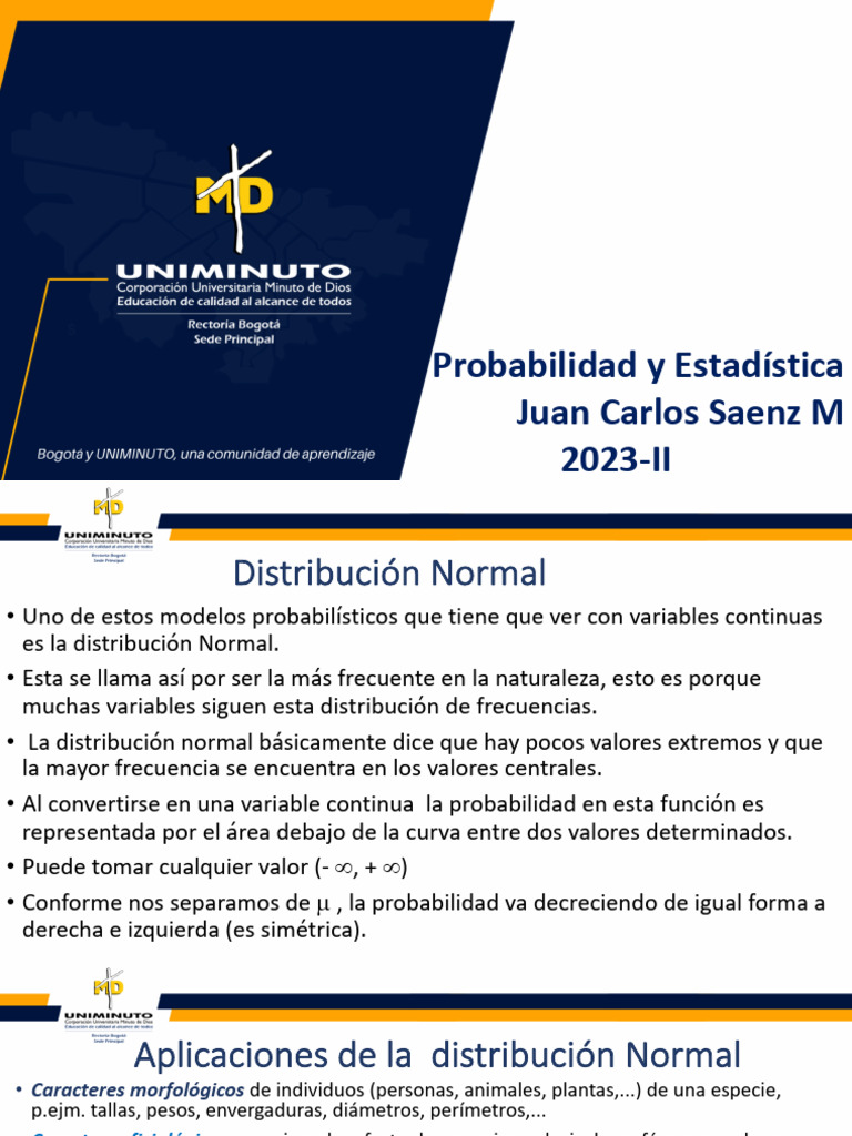 Clase 12 Distribución Normal | PDF | Distribución normal | Desviación ...
