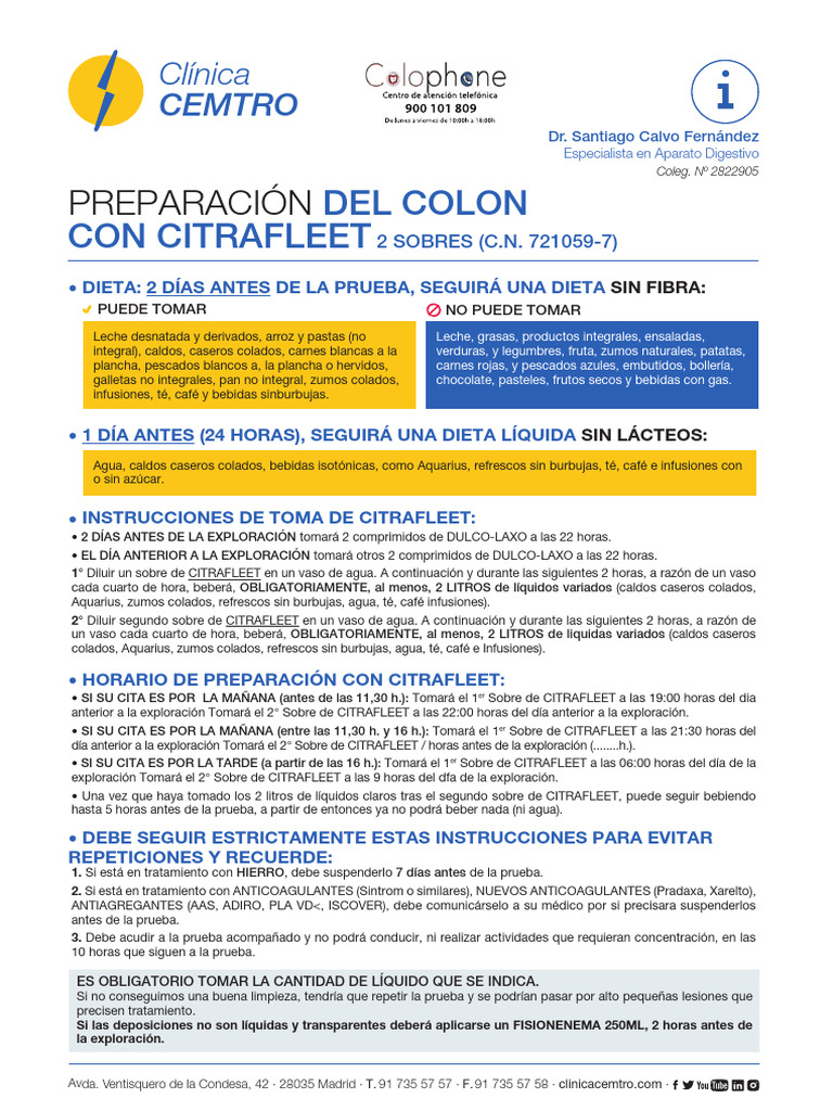 Preparacion Del Colon Con Citrafleet | PDF | Caldo | Bebida