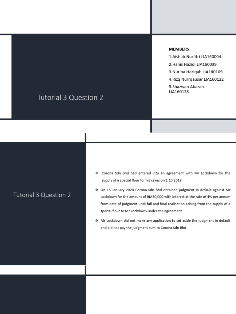 Tutorial 3 - Q2 v.2 | PDF | Bankruptcy | Judgment (Law)