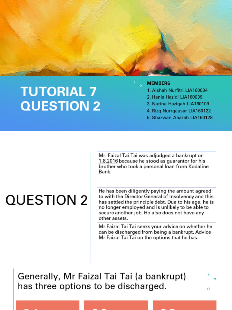 Tutorial 7 Q2 | PDF | Bankruptcy | Guarantee