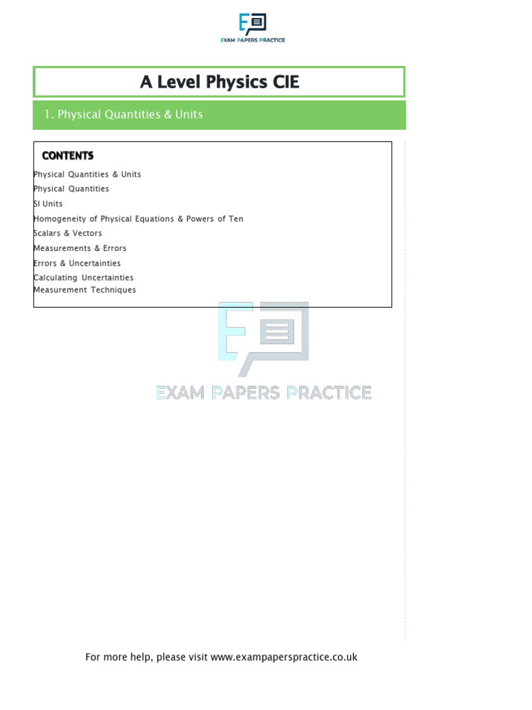 A Level Physics: Physical Quantities Guide | PDF | Euclidean Vector ...