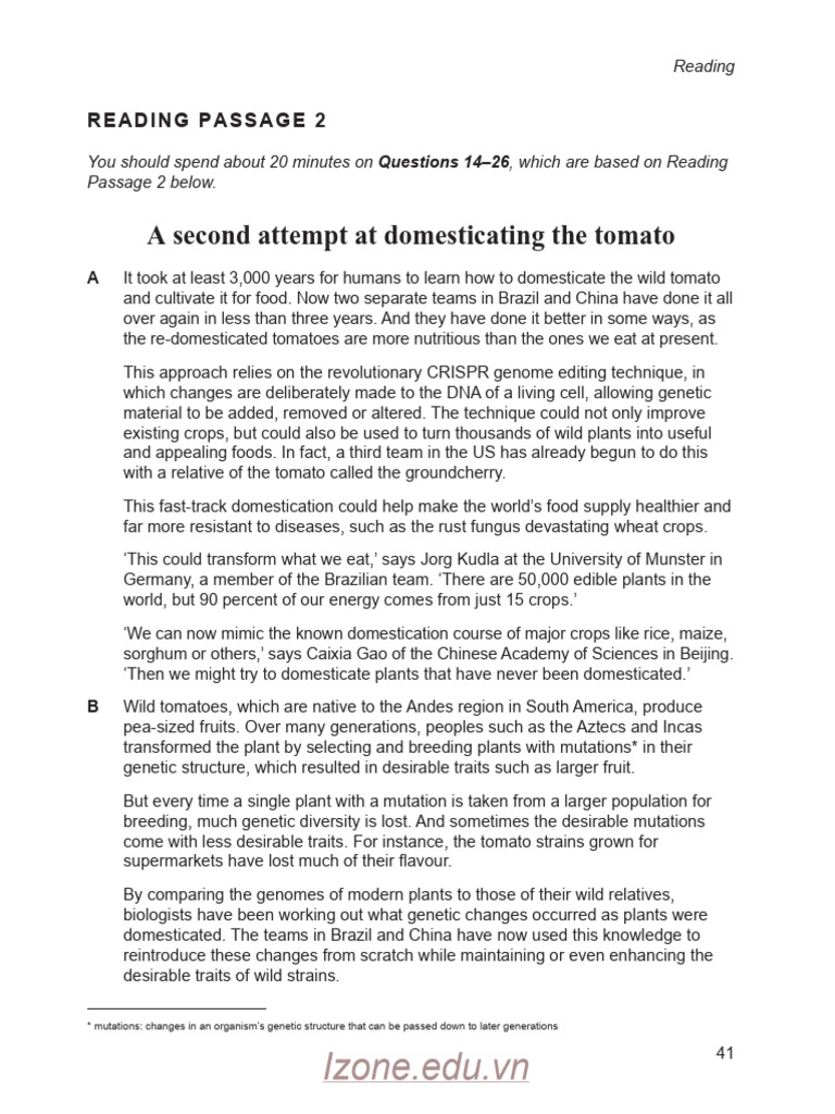Unit 7 - Week 4 - Reading Practice 2 | PDF | Tomato | Domestication