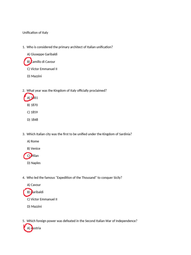 Unification of Italy and Germany | PDF | Italy | German Empire