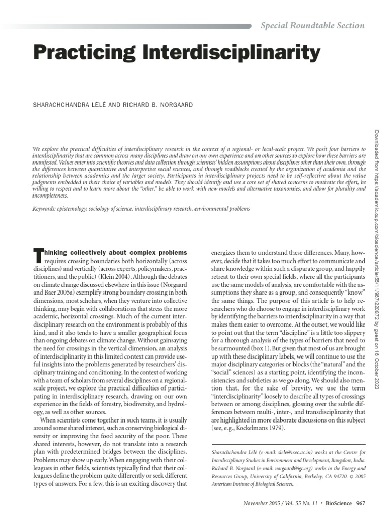 Practicing Interdisciplinarity - UAB Lectura Obligadotia | PDF | Interdisciplinarity | Science