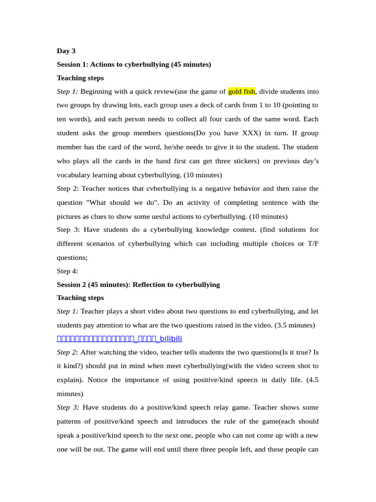 Lesson Plan | PDF | Cyberbullying | Learning