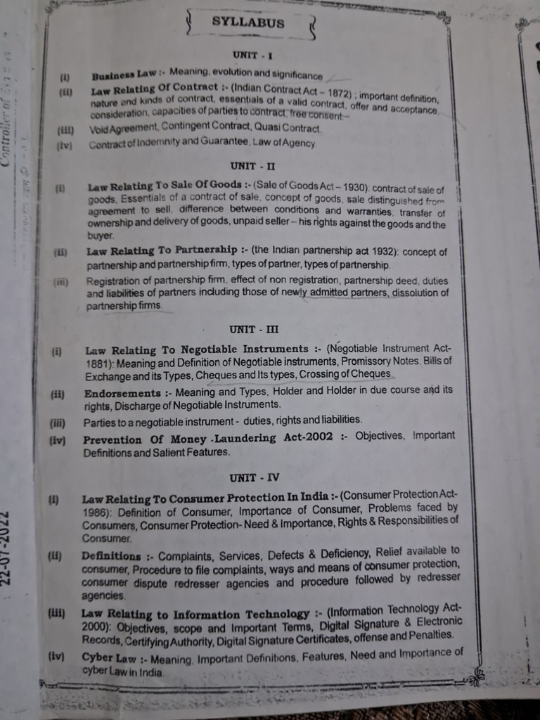 Business law syllabus | PDF