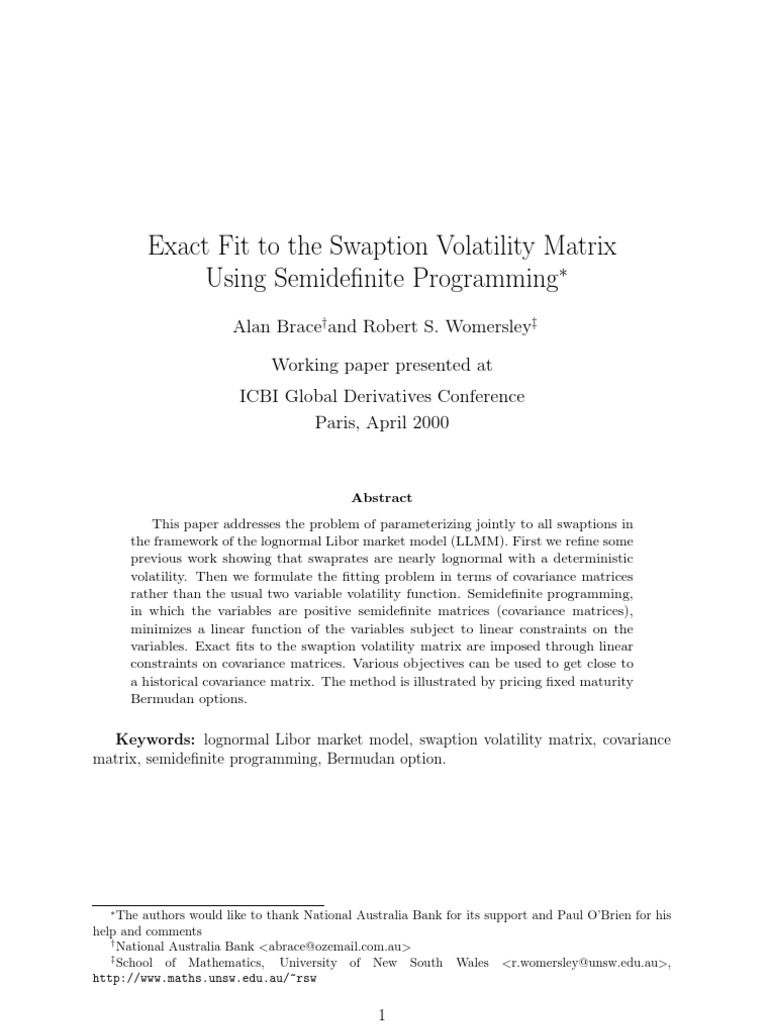 Swap Ti On Volatility | PDF | Linear Programming | Matrix (Mathematics)