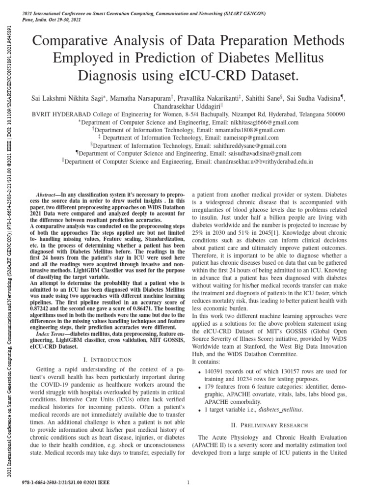 Comparative Analysis Of Data Preparation Methods Employed In Prediction