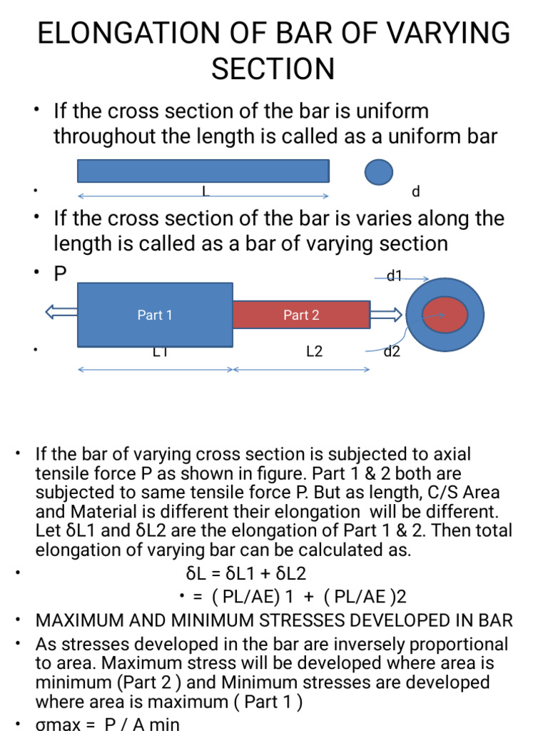 Mos-Bar of Varying Section | PDF | Stress (Mechanics) | Tension (Physics)