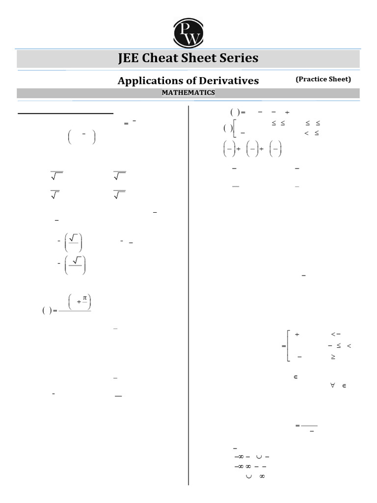 Application of Derivative | PDF | Mathematical Relations | Mathematics