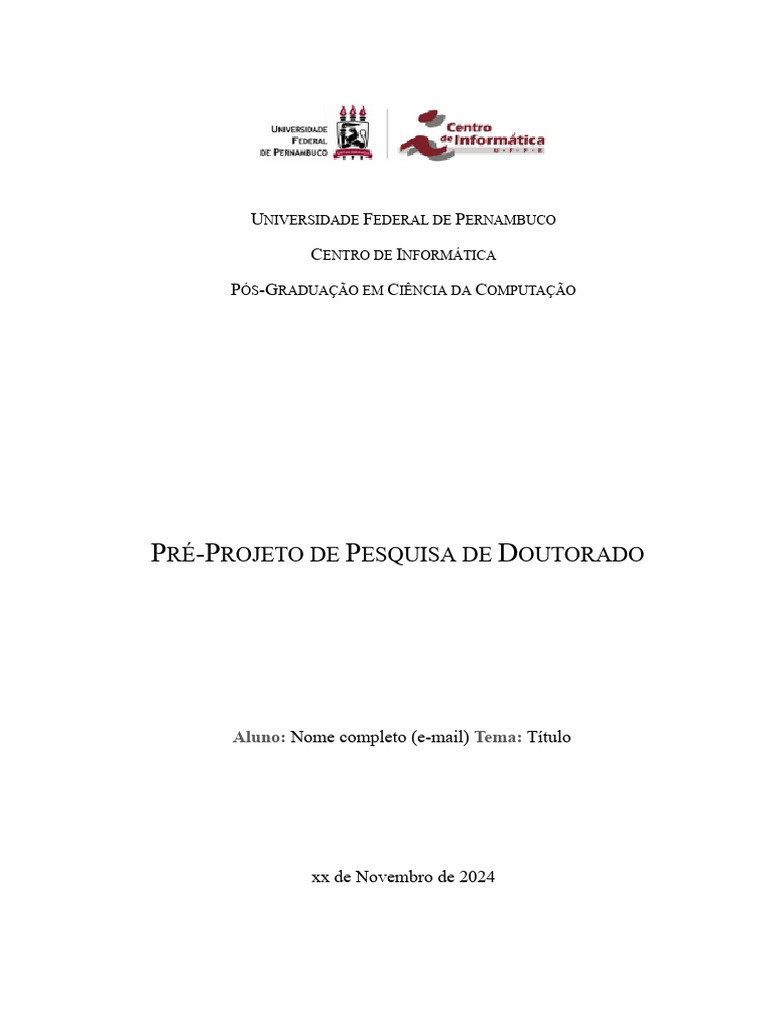 Modelo Base de Projeto de Doutorado - CInUFPE | PDF | Arte