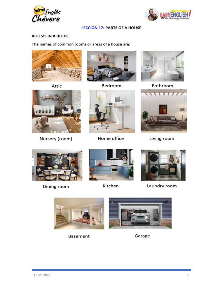 Parts of a House: Vocabulary & Exercises | PDF
