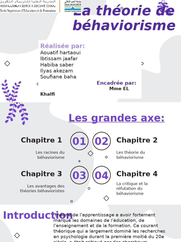 Principes du béhaviorisme en éducation | PDF | Behaviorisme | Théories ...