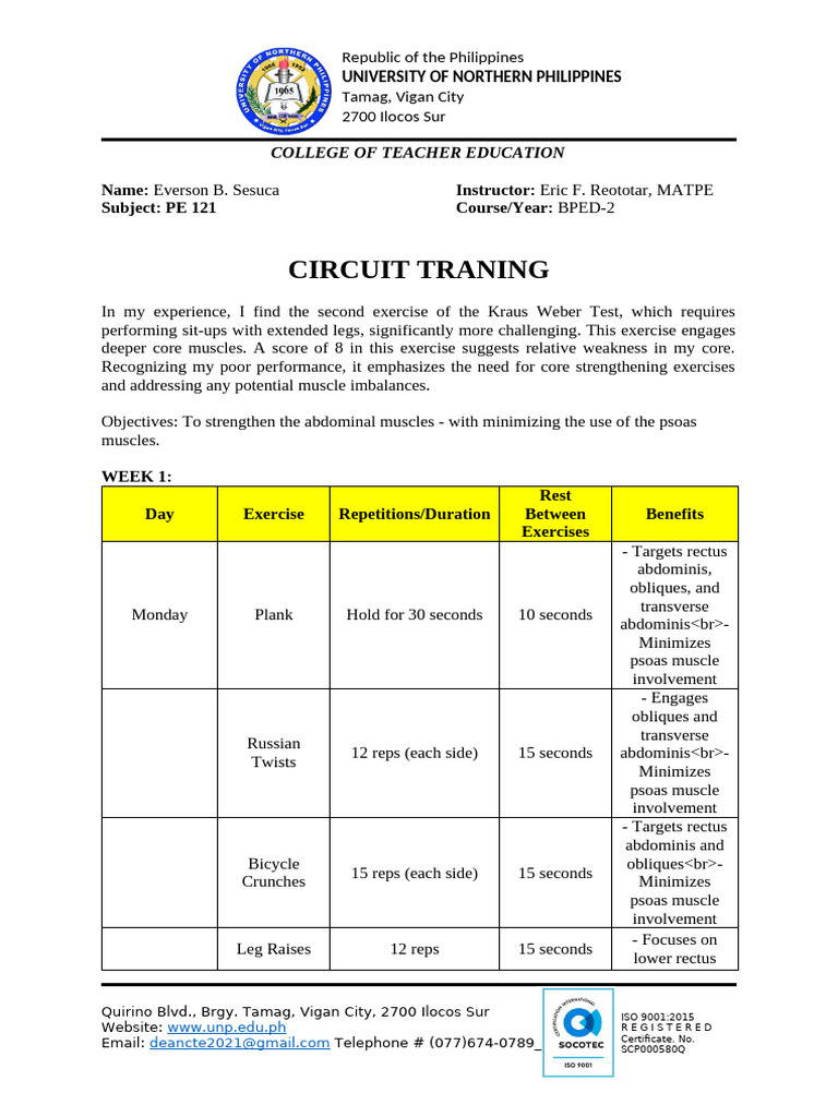 Circuit Training | PDF | Strength Training | Musculoskeletal System