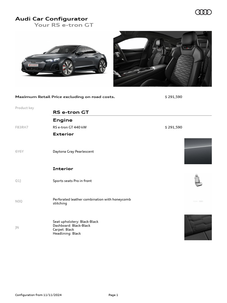 Audi RS e-tron GT Configurator Guide | PDF | Audi | Off Road Vehicles