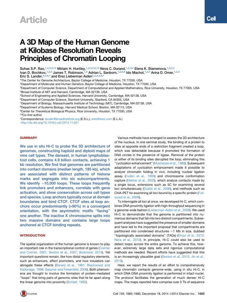 A 3D Map of The Human Genome | PDF | Molecular Biology | Genetics
