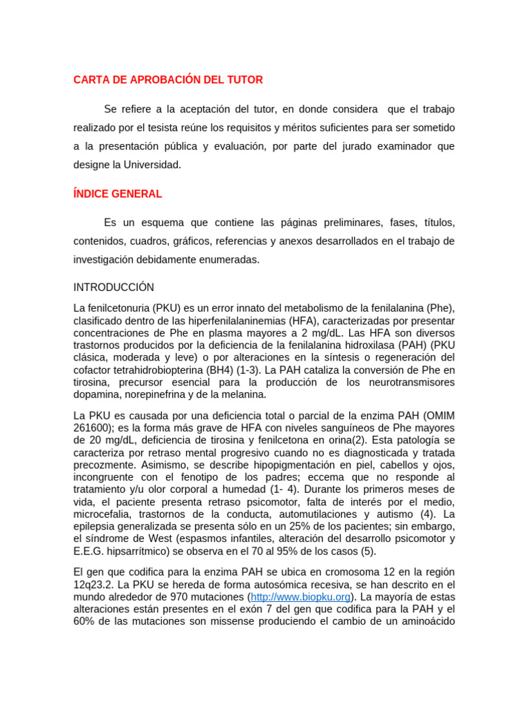 Carta de Aprobación Del Tutor | PDF | Mutación | Bioquímica