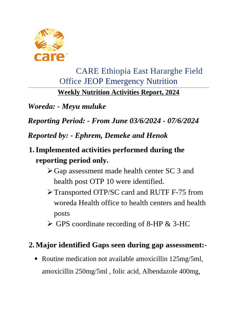 30 June 2024 Nutritional Weekly Report | PDF | Public Services | Health ...