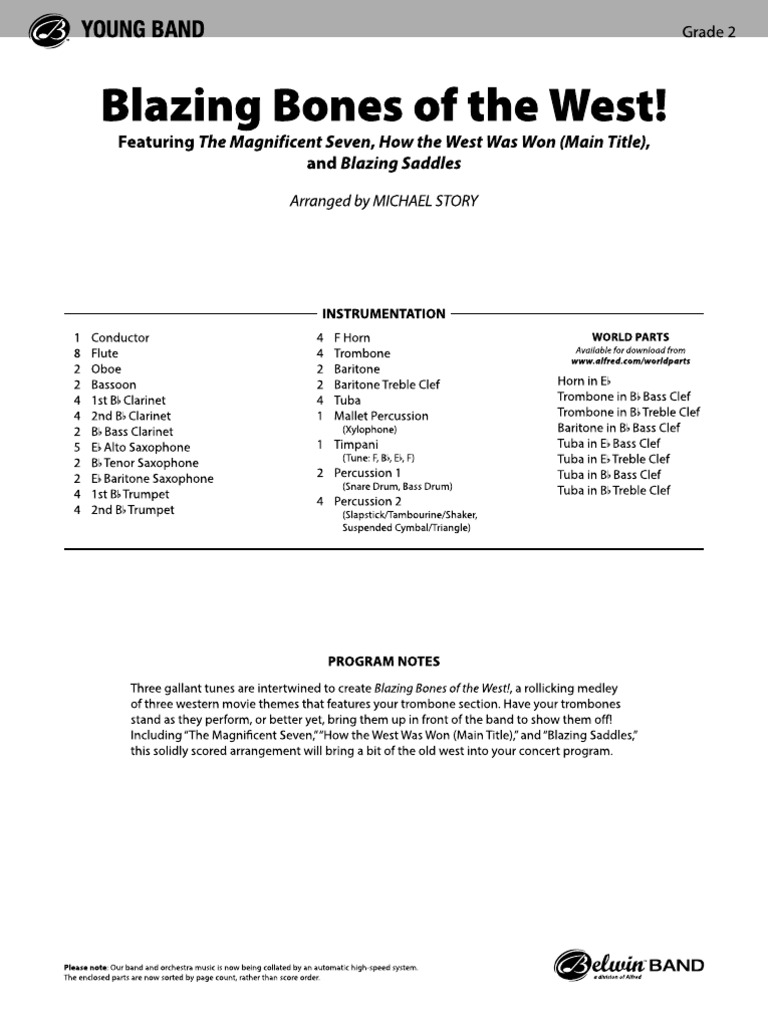 Blazing Bones of The West! - Concert Band Conductor Score & Parts | PDF