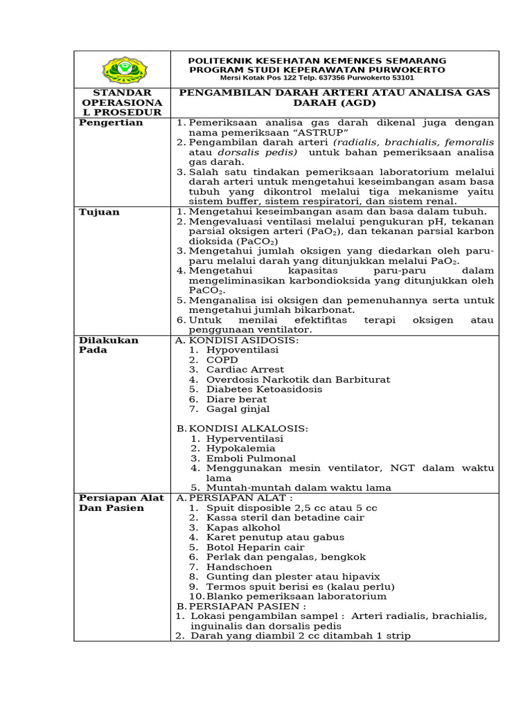 SOP Pemeriksaan AGD | PDF