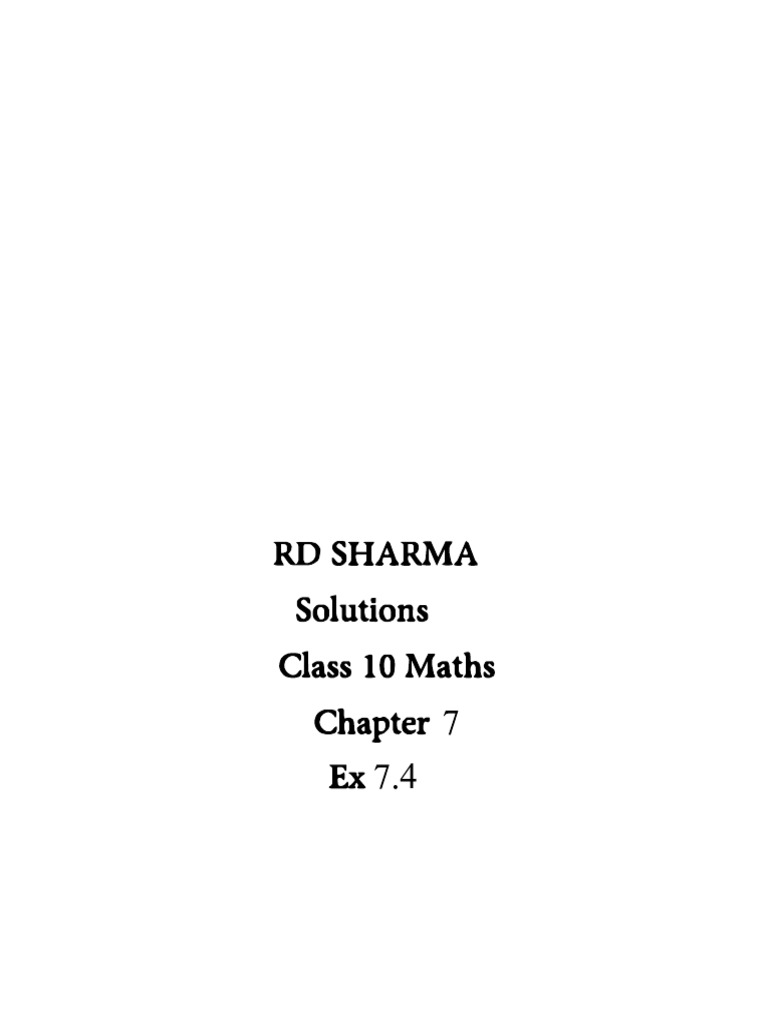 RD SHARMA Solutions Class 10 Maths Chapter 7 Ex 7.4h | PDF