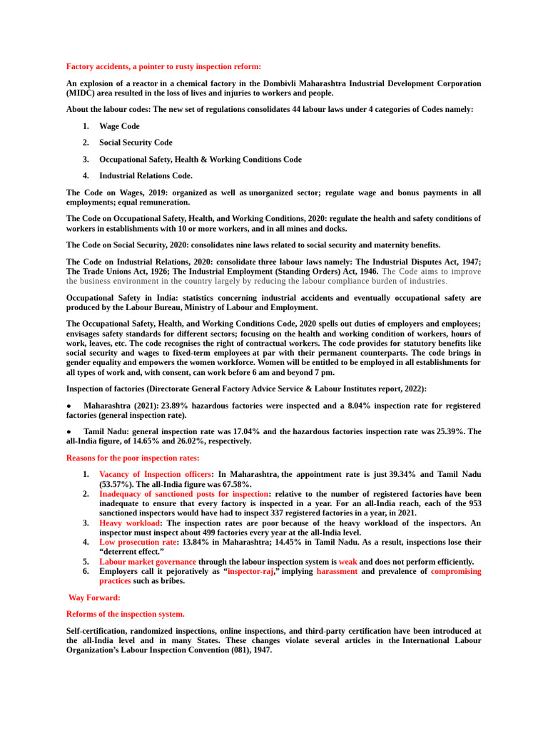 Factory Safety Reforms After Dombivli Accident | PDF | Menstruation ...