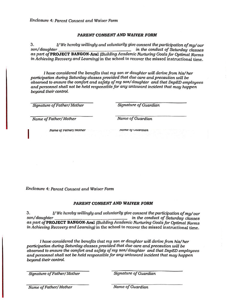 Bangon Aral Consent Letter | PDF