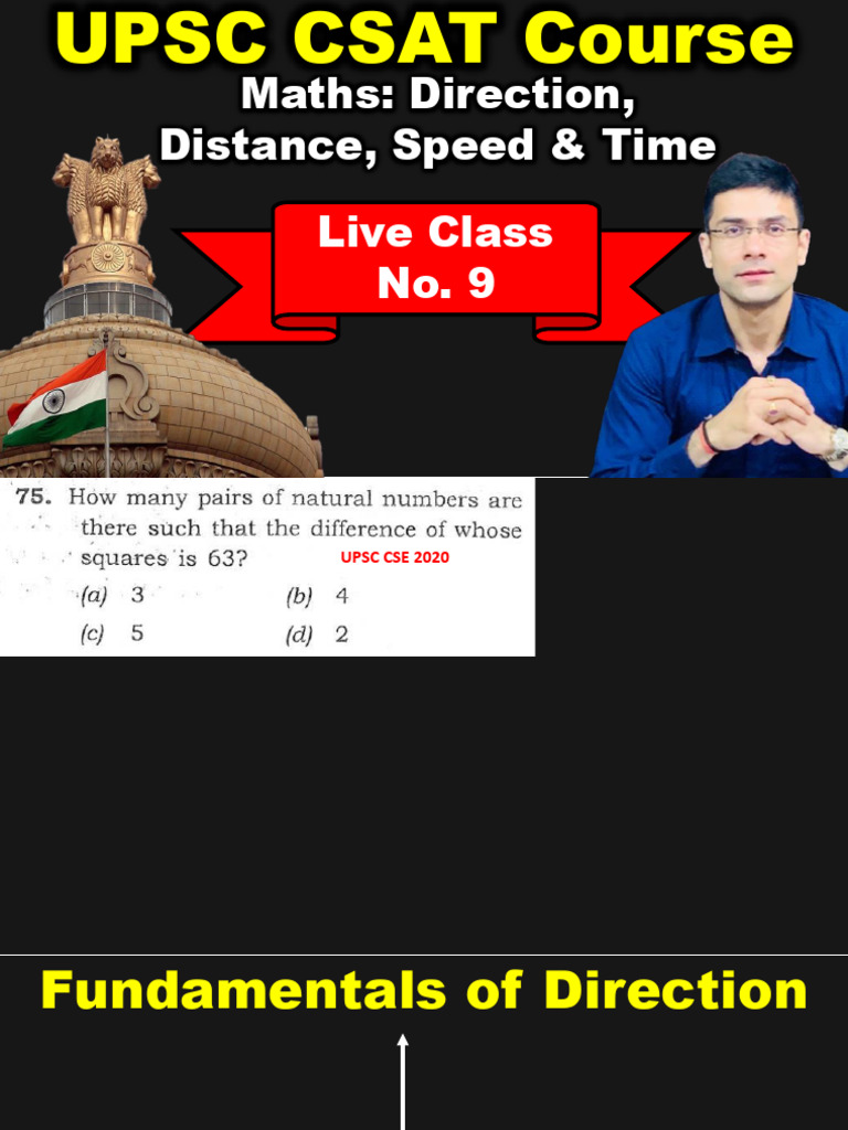 017 UPSC CSAT PYQs Live Class 9 Maths Direction, Distance | PDF | Business | Teaching Methods ...