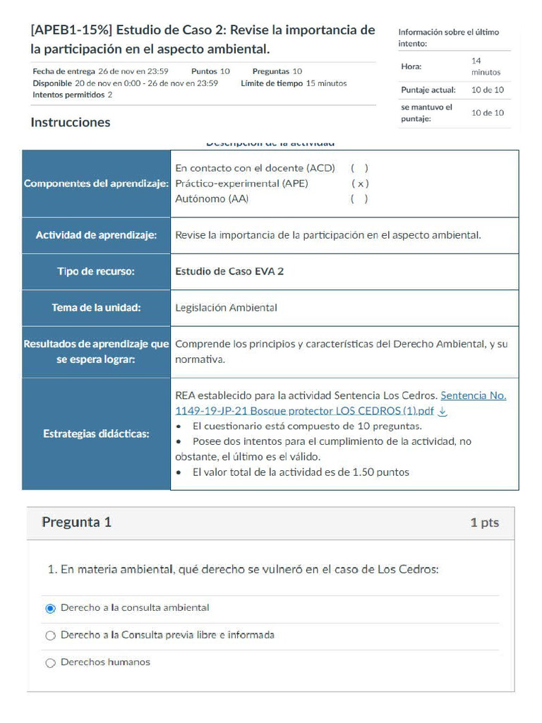 (APEB1-15%) Estudio de Caso 2 Revise La Importancia de La Participación en El Aspecto Ambiental ...