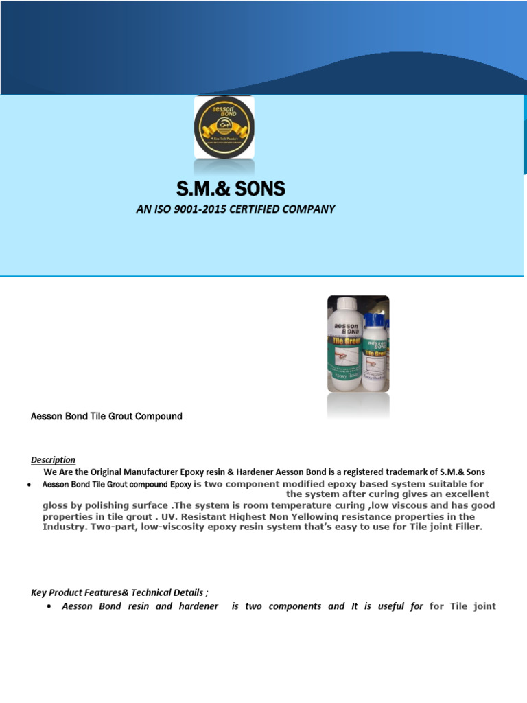 Epoxy Tile Grout Resin Hardener | PDF | Epoxy | Tile