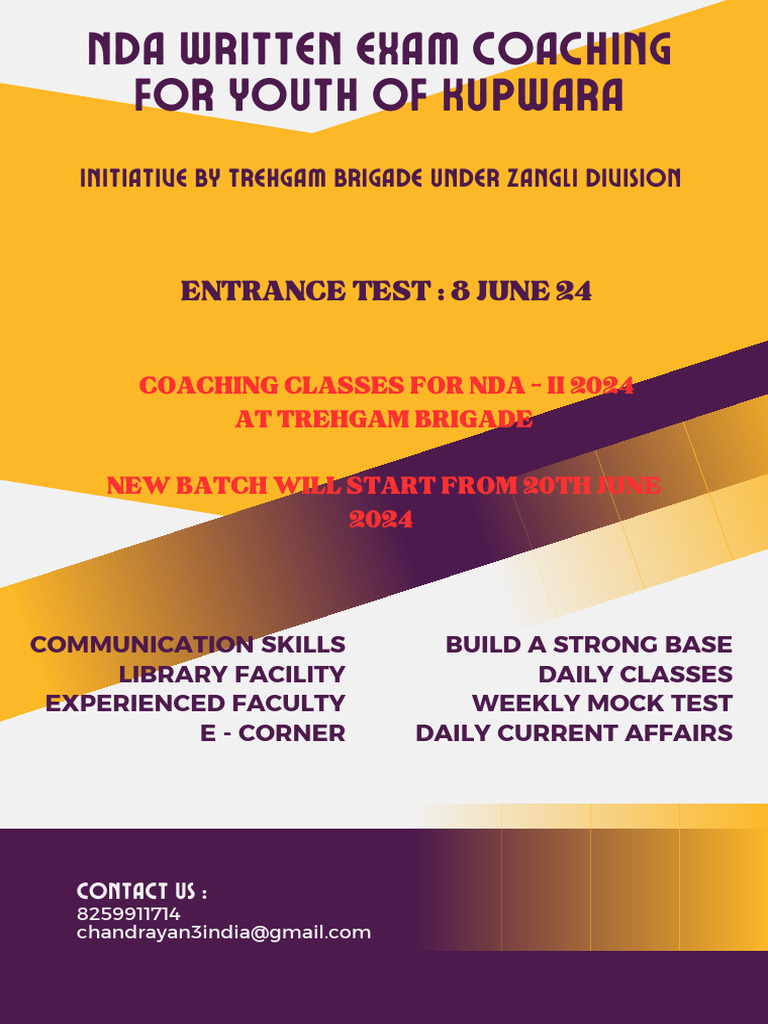 Poster For NDA Coaching 2024 | PDF