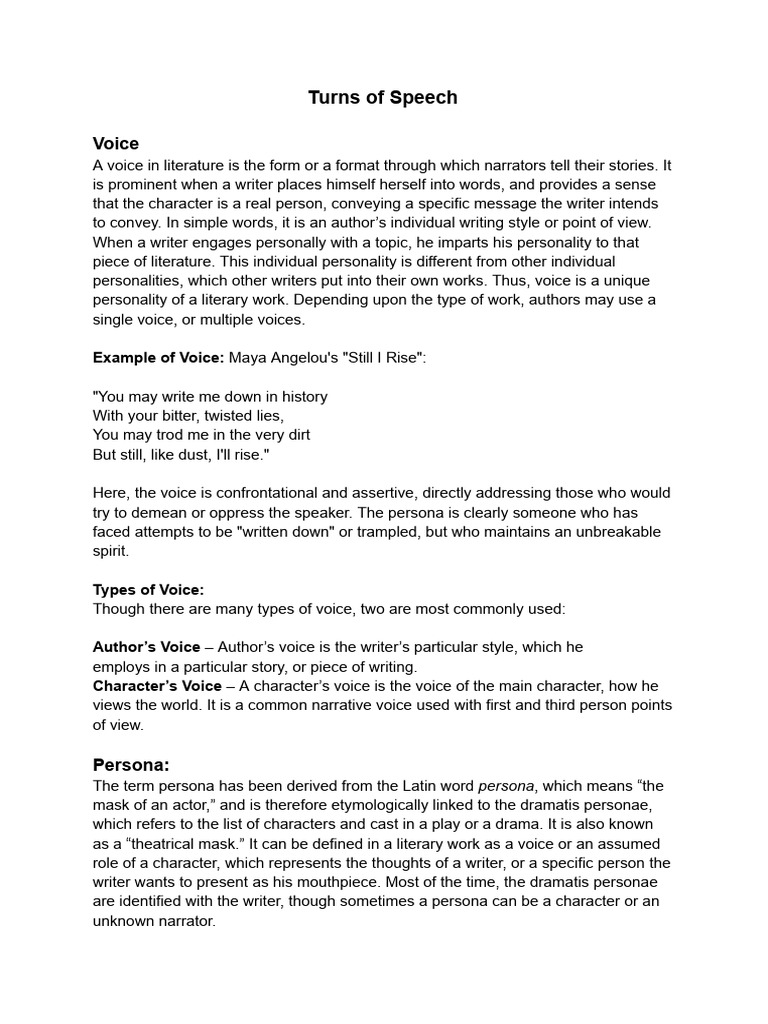 Understanding Voice in Literature | PDF | Narration | Poetry