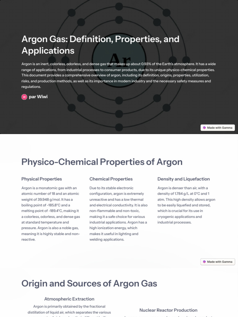 Argon Gas Definition Properties and Applications | PDF | Argon ...