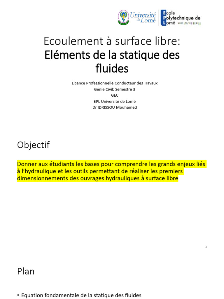 Statique des fluides et hydraulique essentielle | PDF | Pression ...