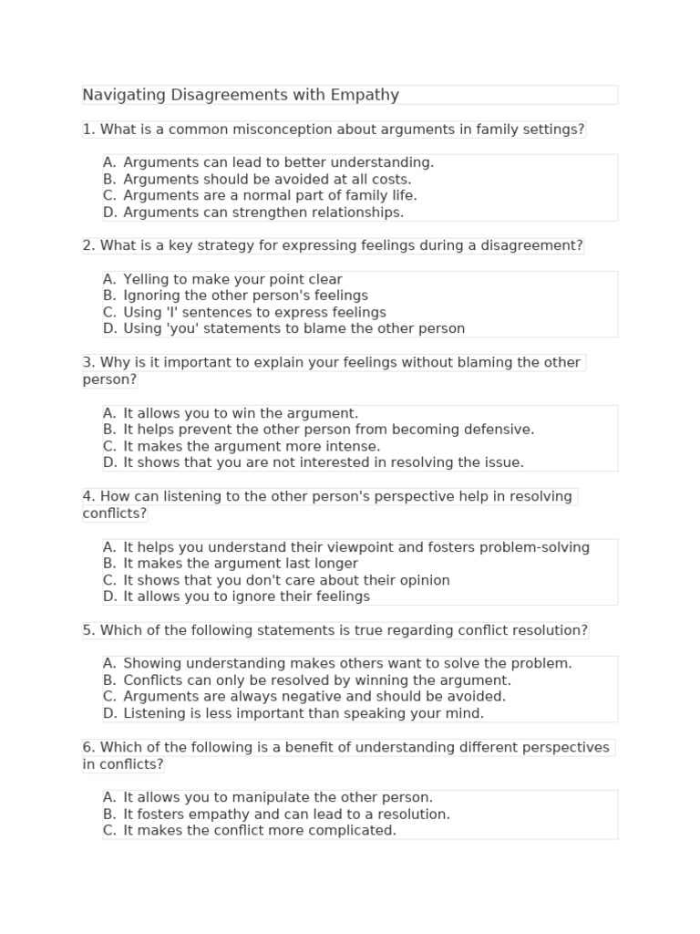 Empathetic Conflict Resolution Tips | PDF | Argument | Conflict Resolution