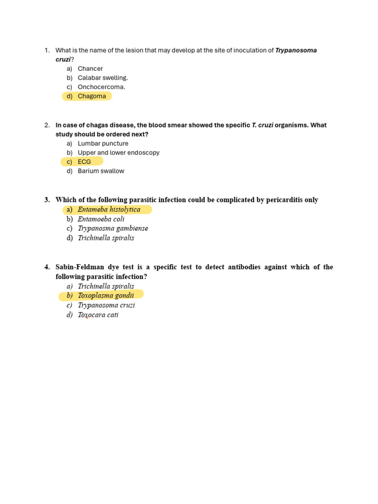 CAS Quiz and Formative For Parasitology - 241101 - 144027 | PDF