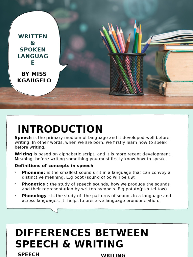 Key Differences: Speech vs. Writing | PDF | Speech | Grammar
