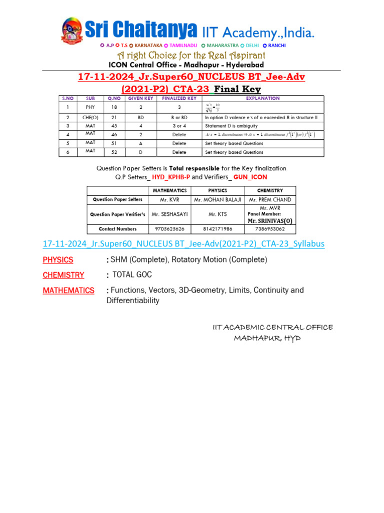 17-11-2024 JR - Super60 Nucleus BT Jee-Adv (2021-p2) Cta-23 Final Key ...