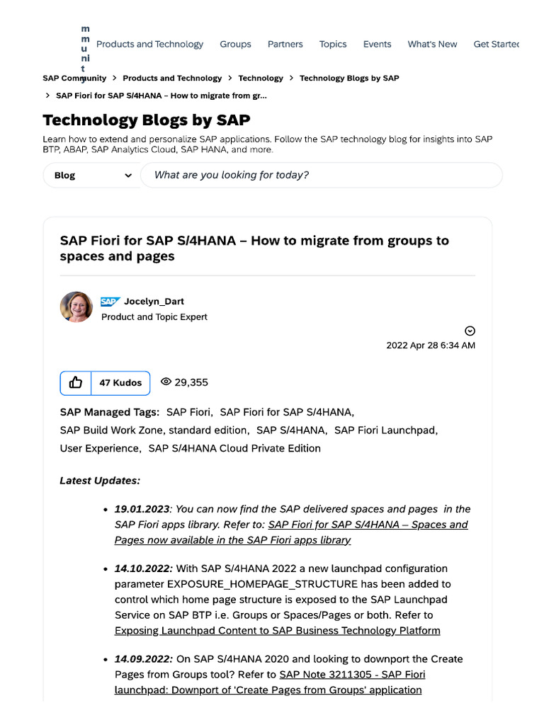 Sap Fiori For Sap S4hana How To Migrate From Groups To Spaces And Pages Pdf
