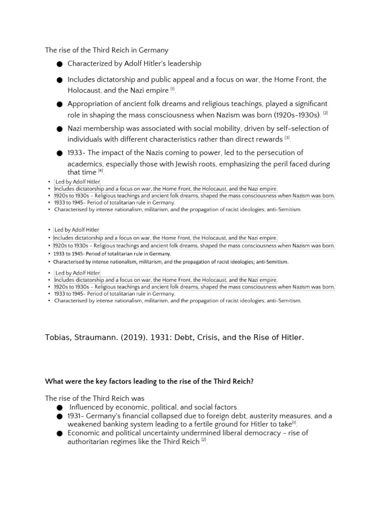 The Rise of The Third Reich in Germany | PDF | Nazi Germany | Nazi Party