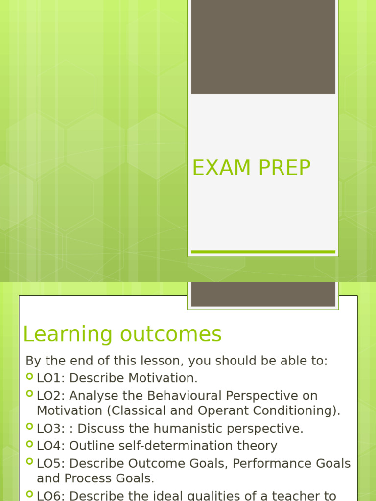 Exam Prep 2 | PDF | Motivational | Motivation