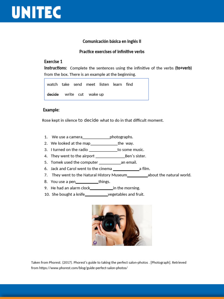 English Infinitive Verb Exercises | PDF | Language Arts & Discipline